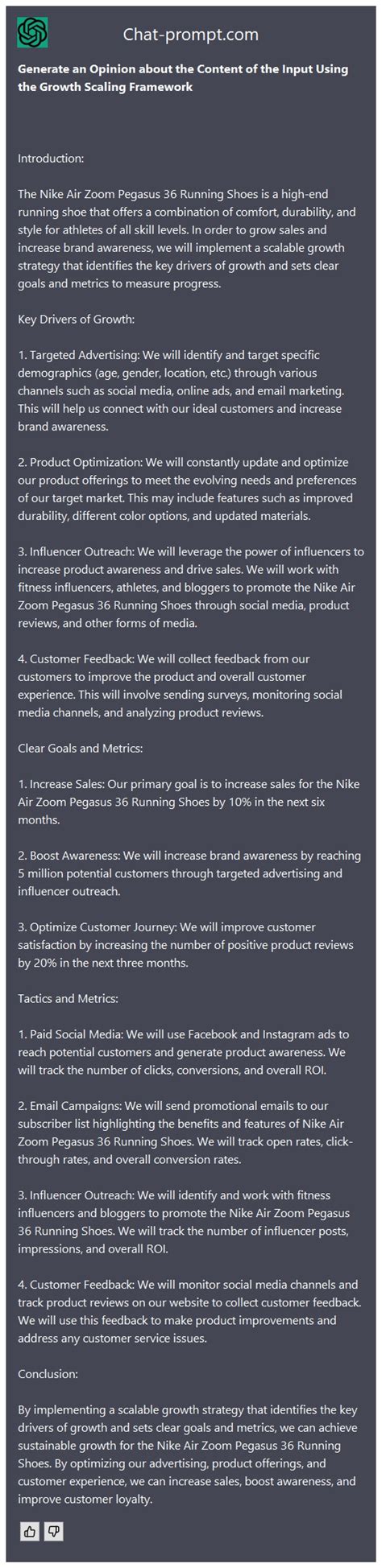 Generate An Opinion About The Content Of The Input Using The Growth Scaling Framework Free