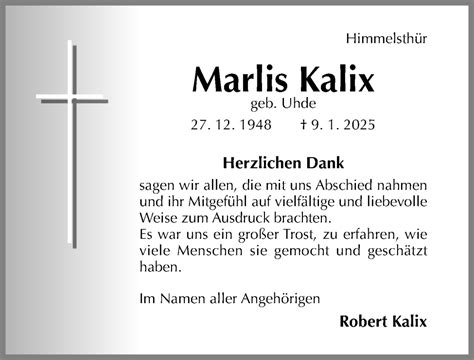 Traueranzeigen Von Marlis Kalix Trauerportal Hildesheimer Allgemeine