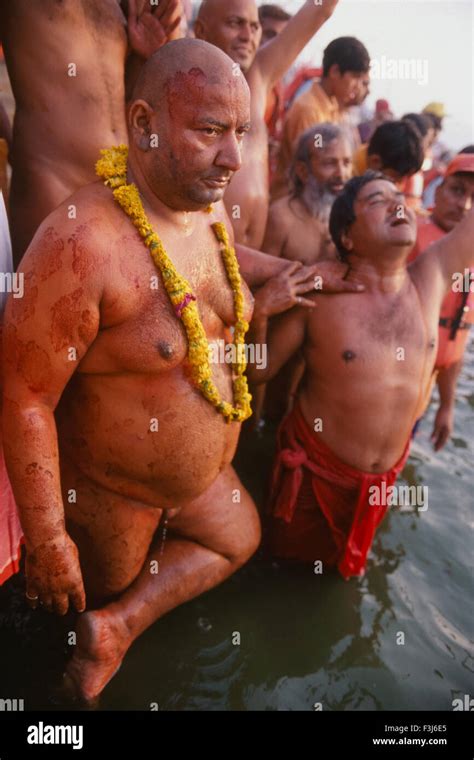 Naga Naked Sadhus From The Juna Akhara Ready To Bathe In The Shipra River On The Shai Snan