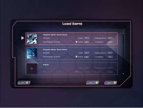 Load Save Screen Ui Ux Design For Sci Fi Game