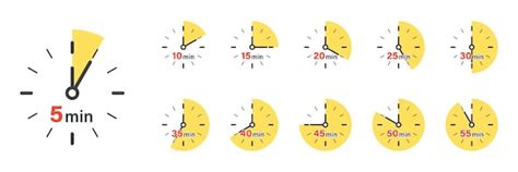 Premium Vector From 5 Minutes To 55 Minutes On Stopwatch Icon In Flat Style Clock Face Timer