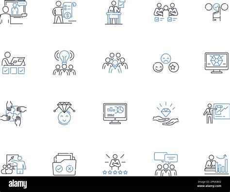 Administrative Supervision Line Icons Collection Oversight Management