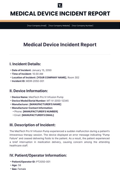 Free Medical Device Incident Report Template To Edit Online