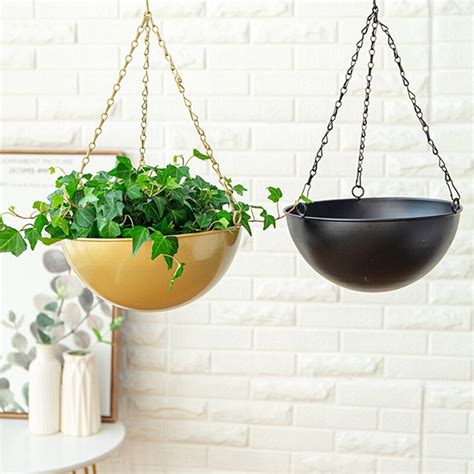 Badu Bg Метална висяща саксия за цветя Верига Висяща сеялка Кошница Ваза за цветя за домашна