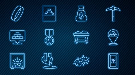 세트 라인 골드 바 24k 오래된 돈 가방 메달 반지 금과 다이아몬드 약혼 상자 아이콘이 있는 광산 카트 벡터 0명에 대한 스톡 벡터 아트 및 기타 이미지 Istock