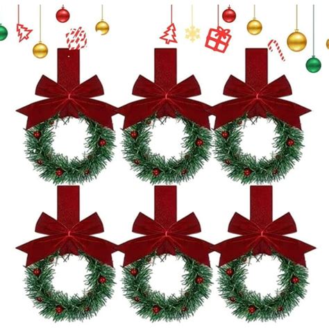 Vorkoi 6 Pcs Christmas Kitchen Cabinet Wreaths With Ribbon 394 Inch