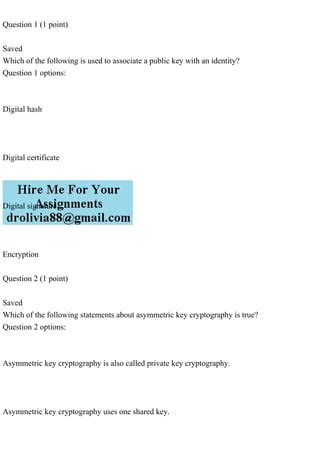 Question 1 1 Point SavedWhich Of The Following Is Used To Ass Pdf Operating Systems