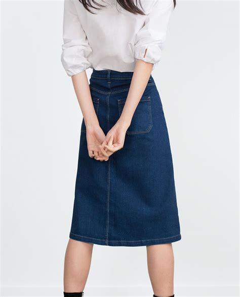 ДЖИНСОВАЯ ЮБКА Миди Юбки ЖЕНЩИНЫ Джинсовая юбка Юбка миди Модные стили