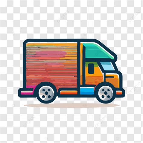 흰색 배경에 화려한 배달 트럭 아이콘 벡터 흰색 배경에 운송의 단순한 다채로운 아이콘 그림자 없음 작은 프레임 중앙 Png