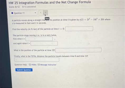 Solved HW Integration Formulas And The Net Change Formula Chegg
