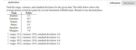 Solved Find The Range Variance And Standard Deviation For Chegg