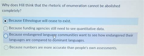 Why Does Hill Think That The Rhetoric Of Enumeration