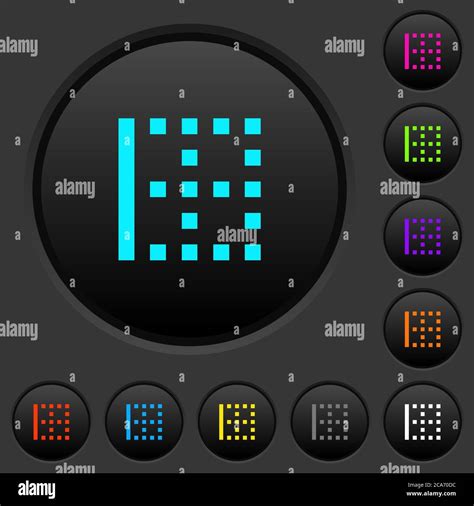 Left Border Dark Push Buttons With Vivid Color Icons On Dark Grey Background Stock Vector Image