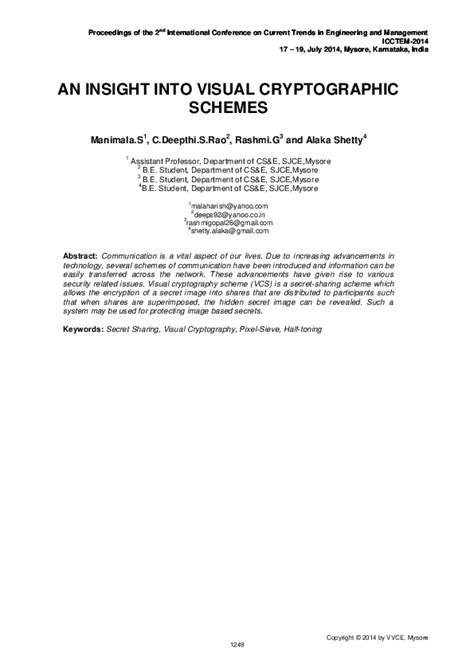 Pdf An Insight Into Visual Cryptographic Schemes
