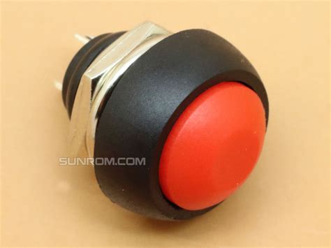 Red Push Button Switch 12mm Waterproof Momentary 5866 Sunrom Electronics