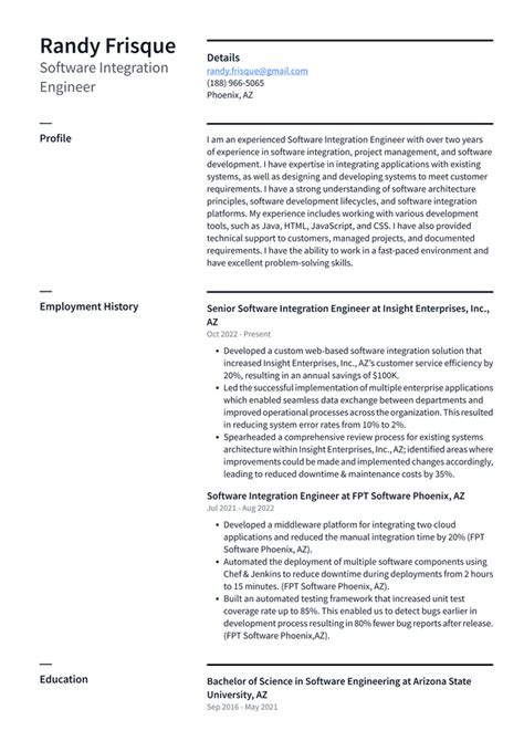 Amazon Software Integration Engineer Resume Examples
