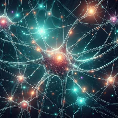Premium Photo Neuron Cells With Bright Lights And Interconnected Network