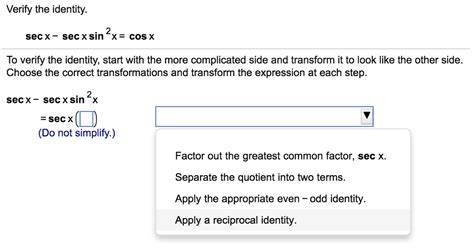 Solved Verify The Identity Sec X Sec X Sin 2x Cos X To Chegg Com