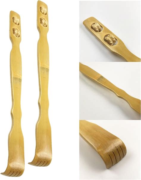 2 Pcs Extra Long Bamboo Wood Back Scratcher Traditional Wooden