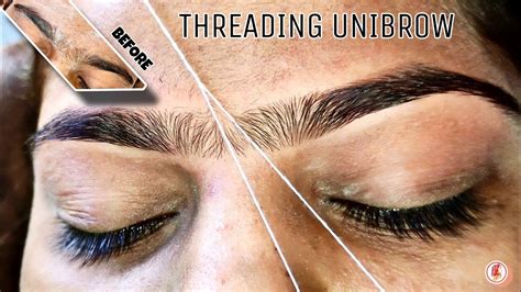 UNIBROW THREADING EYEBROW HEAVY GROWTH HAIR UNIBROW Threading Tutorial Ritabhatia YouTube