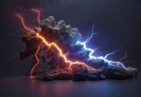 Premium Ai Image Lightning Strike Colored 3d Rendering Element