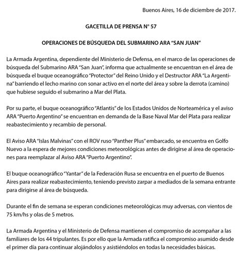 La Búsqueda Del Ara San Juan Complicada Por El Clima De La Bahia