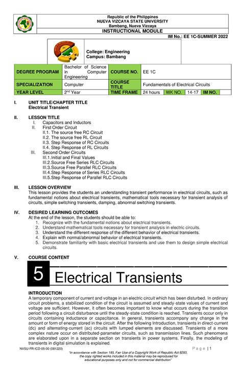 BEE Module 6 2022 Lecture Notes NUEVA VIZCAYA STATE UNIVERSITY Bambang Nueva Vizcaya Studocu
