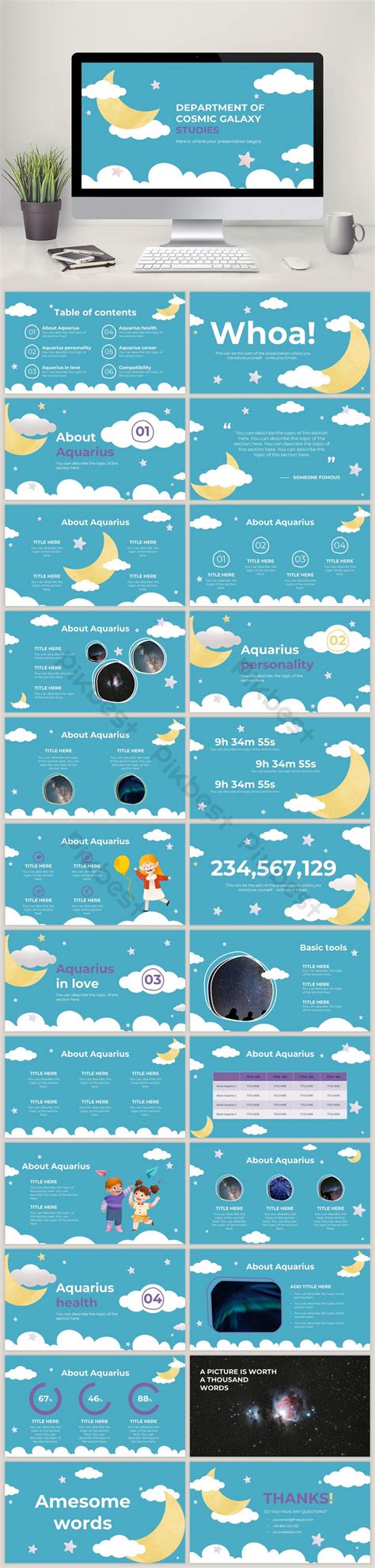 Blue Cosmic Galaxy Research Discipline PPT Template PowerPoint PPT Template Free Download