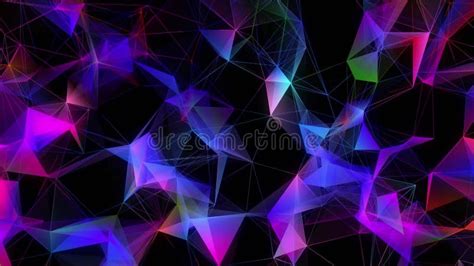 Animation Of Dots Connected With Lines Forming Geometric Shapes Over Black Background Stock