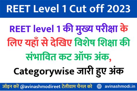 Reet 2023 Mains Exam Level 1 Special Education Cut Off Marks देखिए विशेष शिक्षा के लिए कट ऑफ अंक