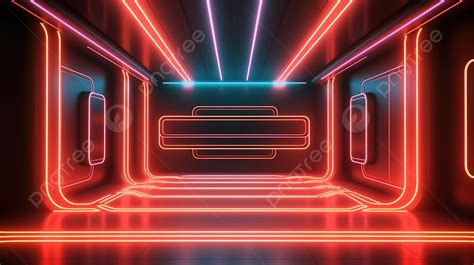 복고풍 라인과 기술 배경을 갖춘 미래 지향적인 네온 룸의 3d 렌더링 원근법 배경 관점 네온 룸 배경 일러스트 및 사진 무료 다운로드 Pngtree