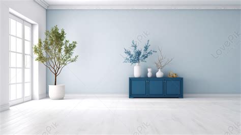 놀라운 3d 렌더링 파란색 캐비닛과 식물 액센트를 배경으로 한 빈 흰색 거실 3d 식물 배경 거실 배경 흰색 거실 배경 이미지 Hd 3d 식물 거실 흰색 거실