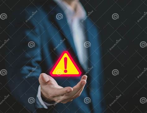 Hand Shows A Warning Sign Of System Failure Concept Caution Danger If A Computer Is Attacked