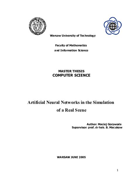 pdf artificial neural networks in the simulation of a real scene