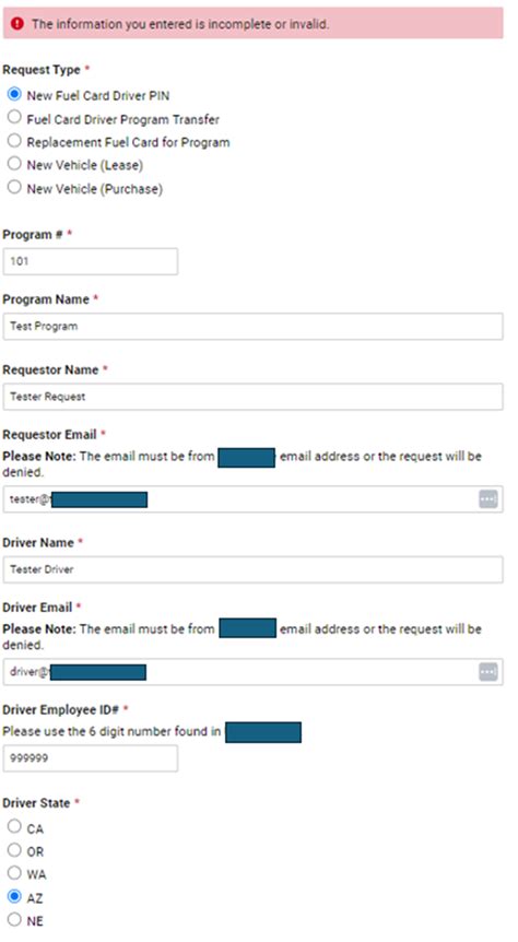 Form Issue The Information You Entered Is Incomplete Or Invalid