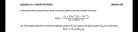 Solved Question No 4 Clo2 C4 Plo2 Marks10 A