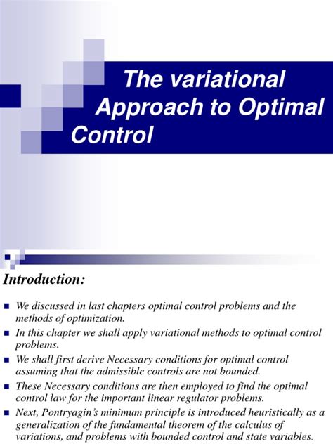 The Variational Approach To Optimal Control Pdf Optimal Control Calculus Of Variations