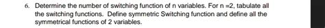 Solved Determine The Number Of Switching Function Of N
