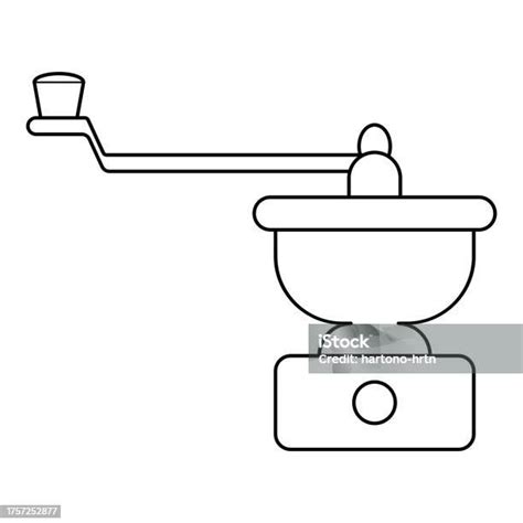 그라인더 라인 아트 커피 테마와 라인 아트 벡터 스타일이 있는 벡터 일러스트레이션입니다 광고에 대한 스톡 벡터 아트 및 기타 이미지 광고 디자인 라떼 Istock