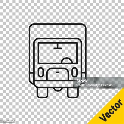투명 한 배경에 격리 된 검은 라인 배달화물 트럭 차량 아이콘 벡터 개념에 대한 스톡 벡터 아트 및 기타 이미지 개념 검은색 교통수단 Istock
