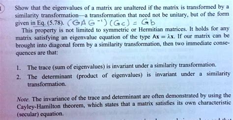 Solved Show That The Eigenvalues Of A Matrix Are Unaltered If The Matrix Is Transformed By