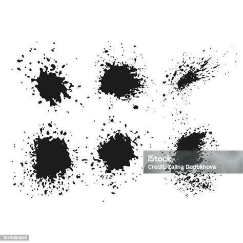 스프레이 그래피티 Blob 페인트 흰색 배경에 격리 된 스프레이 페인트 벡터 요소 검은 잉크 튀김을 드립 분무에 대한 스톡 벡터