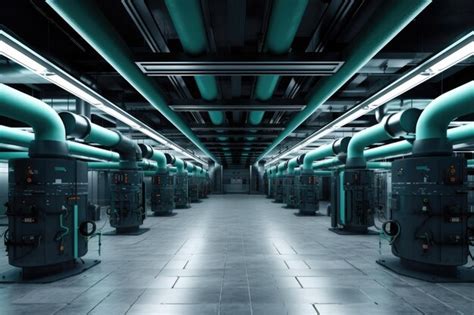 Premium Ai Image Data Center Cooling System With Pipes And Vents