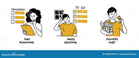 Set Of How To Improve Productivity Maintain Healthy Daily Habits Stock