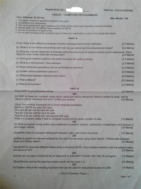 LPU STUDENT FRIENDLY CSE 101 QUESTION PAPERS