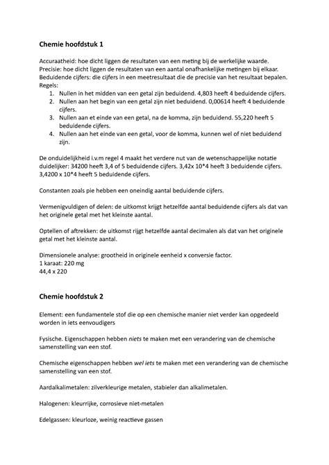 Anorganische Chemie Samenvatting Chemie Hoofdstuk 1 Accuraatheid Hoe