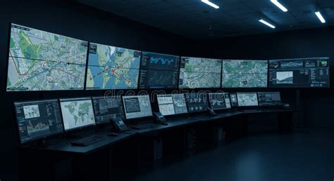 Global Network Monitoring Center A Modern Control Room With Multiple