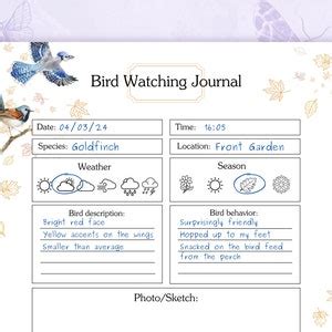 Bird Watching Journal Bundle Printable Pdf Bird Nerd Bird Diary Birding Tracker Avian