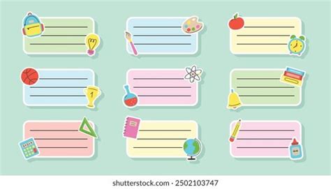 Collection Babe Notebook Labels Cartoon Style Stock Vector Royalty Free