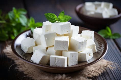 Cubes Of Paneer Floating Gracefully Premium Ai Generated Image